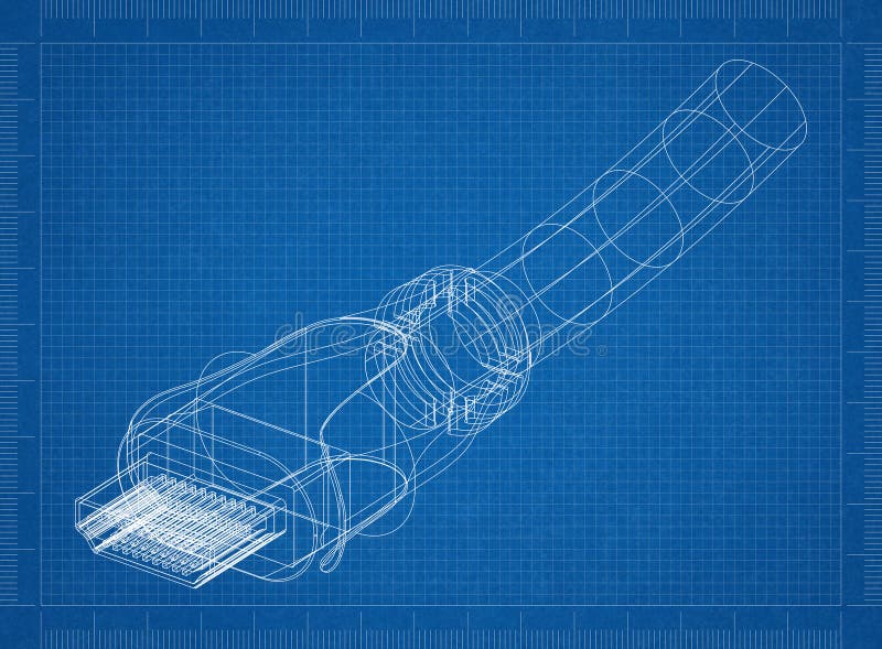 HDMI Cable 3D blueprint stock illustration. Illustration of blue ...