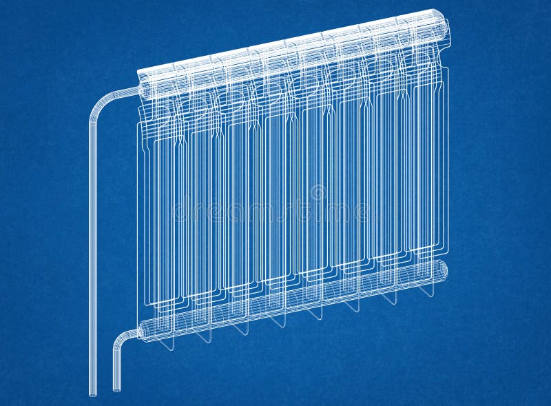 Heating Radiator Architect Blueprint Stock Illustration - Illustration ...