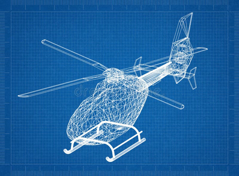 Helicopter 3D blueprint stock image. Image of draft - 113063029