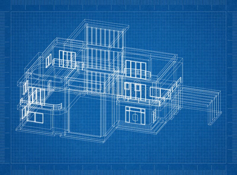 House Architect Design Blueprint Stock Illustration - Illustration of ...