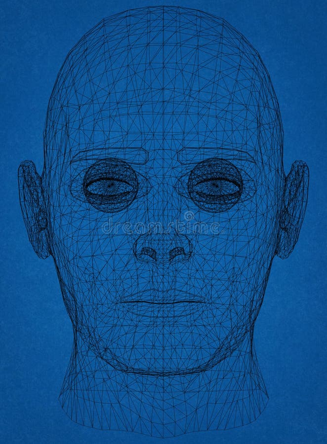 Human Head Architect Blueprint Stock Illustration - Illustration of ...