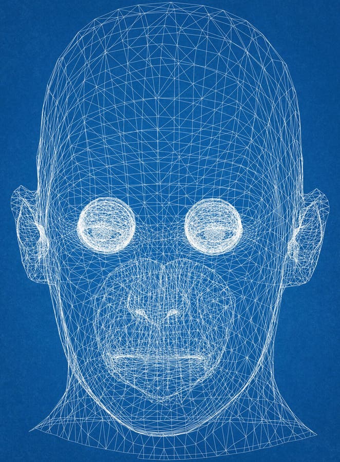 Human Head Concept Architect Blueprint Stock Illustration ...