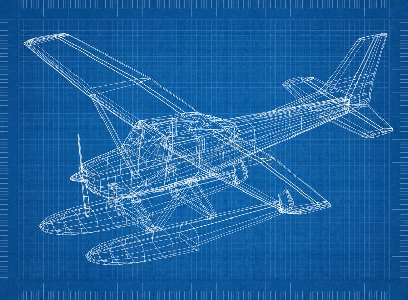 Hydroplane 3D blueprint stock illustration. Illustration of paper ...