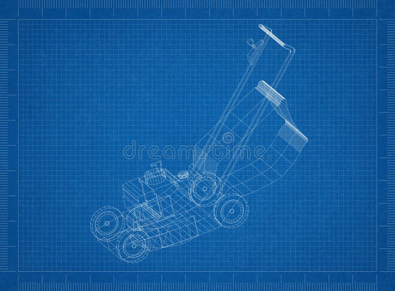 Lawn Mower Architect Blueprint Stock Illustration - Illustration of ...