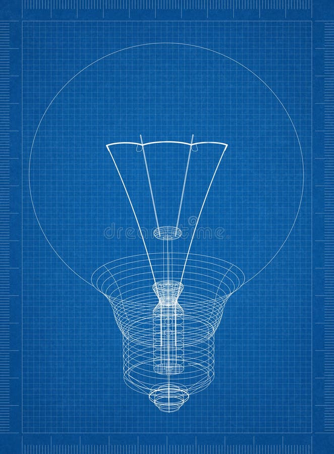 Light Bulb Architect Blueprint Stock Illustration - Illustration of ...