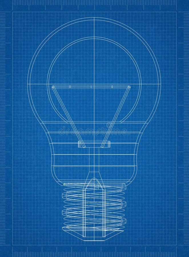Light Bulb Architect Blueprint Stock Illustration - Illustration of ...