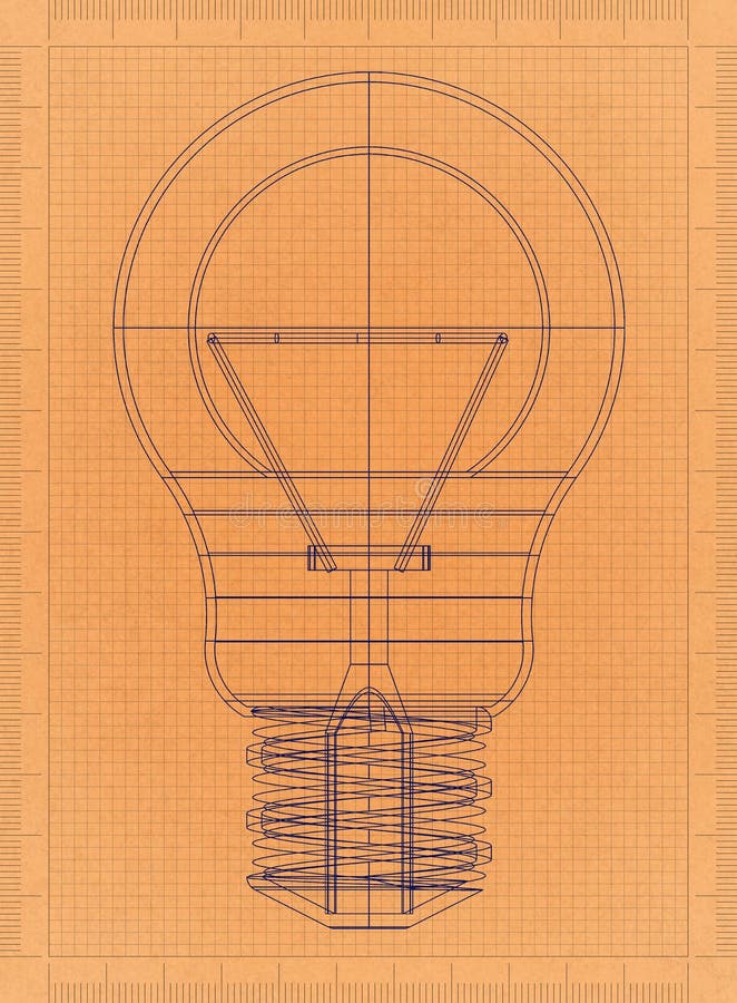 Lamp 3D Blueprint - Isolated Stock Illustration - Illustration of draft ...