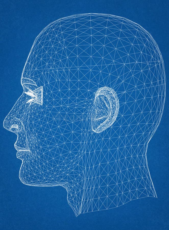 Man Head Architect Blueprint Stock Illustration - Illustration of ...