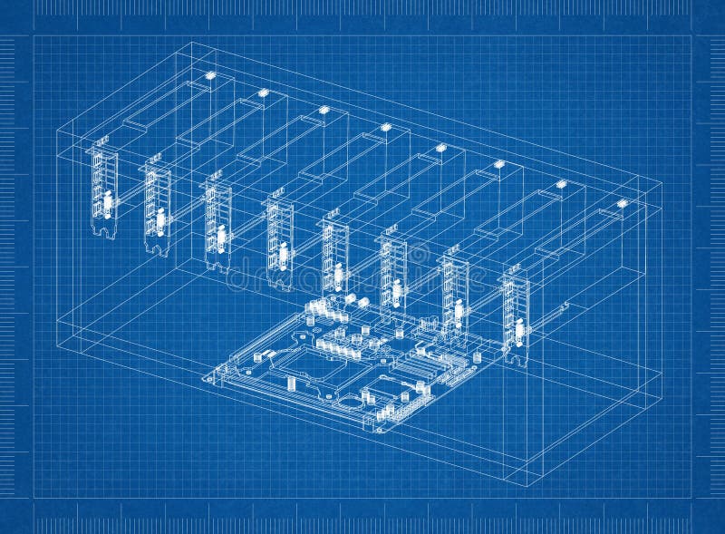 Mining Rig Architect Blueprint Stock Illustration - Illustration of ...
