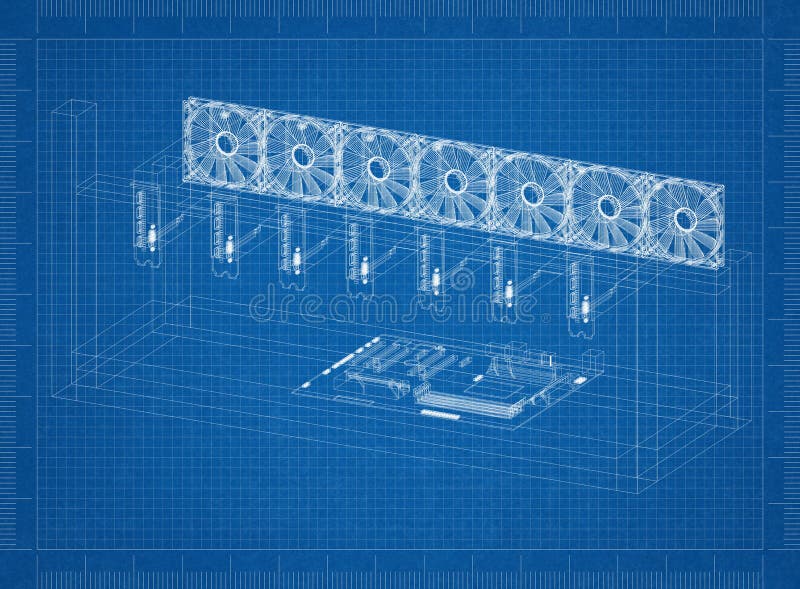 Mining Rig Architect Blueprint Stock Illustration - Illustration of ...