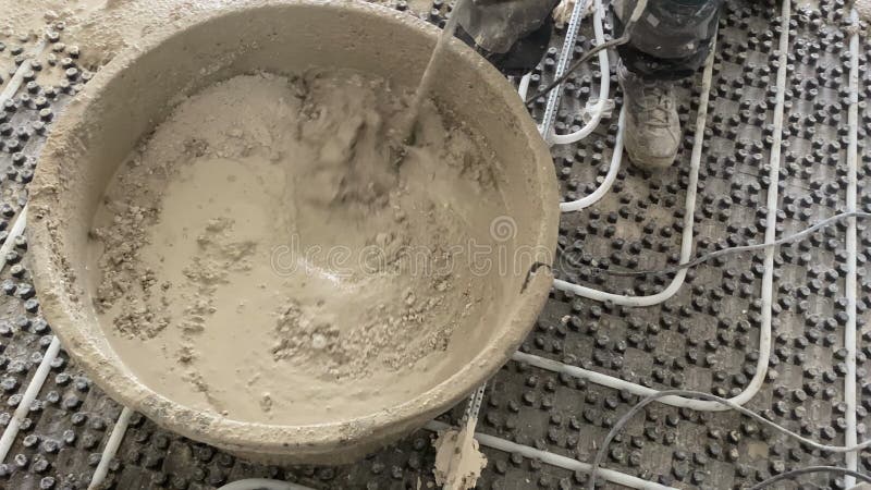 Shoot of Mixing Concrete Using an Electric Mixer Stock Video - Video of ...