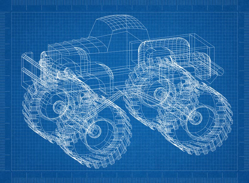 Monster Truck 3D Blueprint - Stock Illustration - Illustration of ...