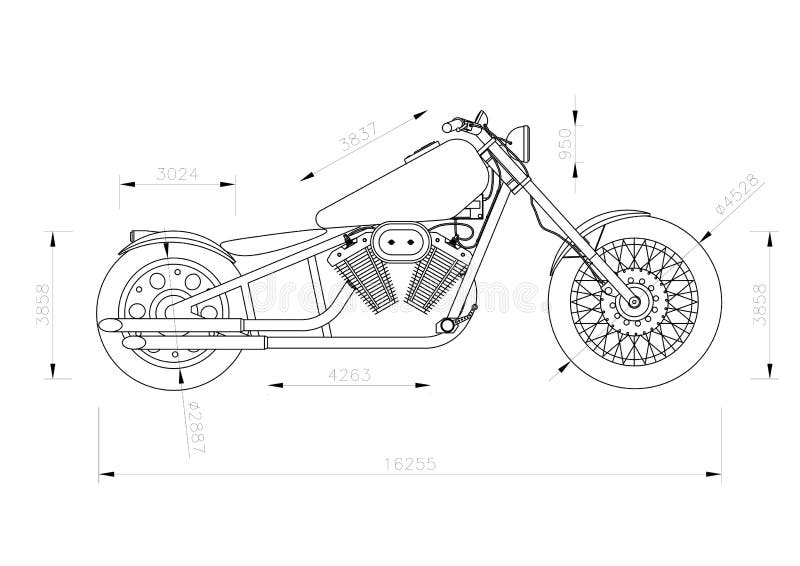 Motorcycle Blueprint - Isolated Stock Illustration - Illustration of ...