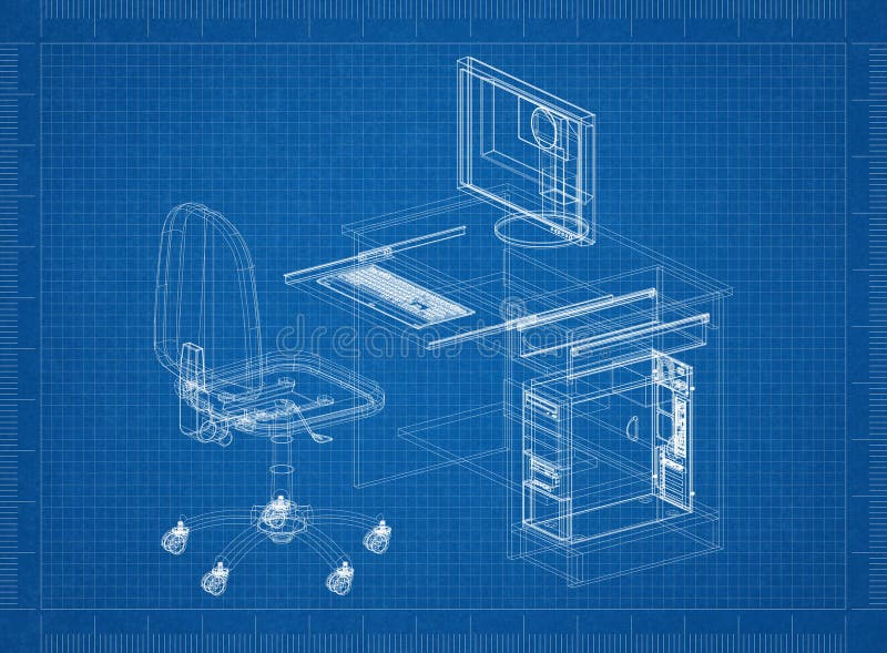 Computer Fan Architect Blueprint - Isolated Stock Illustration ...
