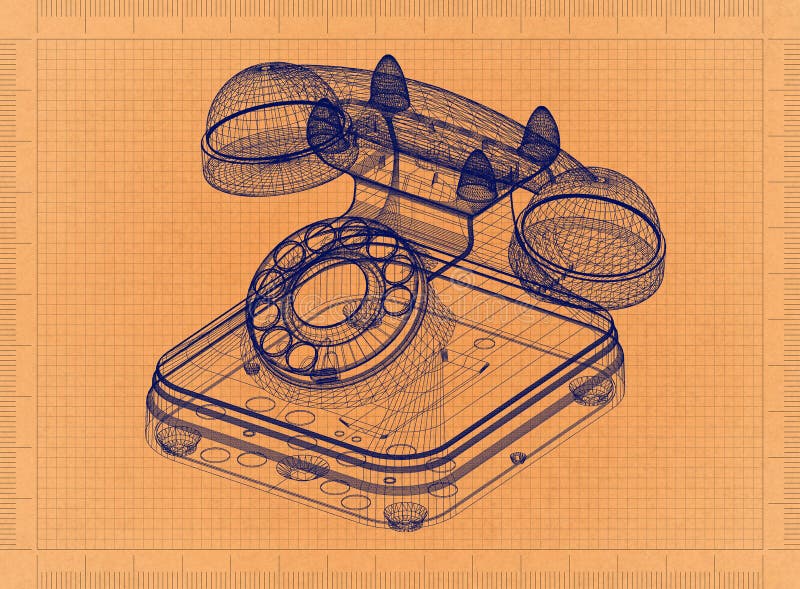 Classic Phone Architect Blueprint - Isolated Stock Illustration ...
