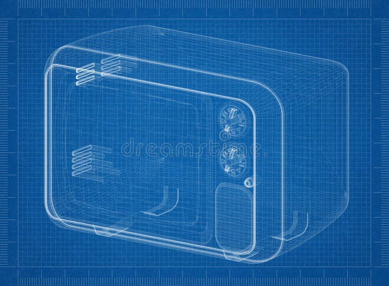 Old TV Architect blueprint stock illustration. Illustration of draft ...