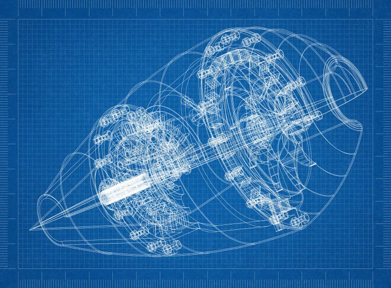Plane Engine Architect Blueprint Stock Illustration - Illustration of ...