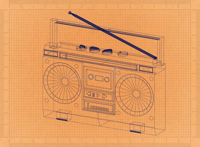 Radio - Retro Blueprint stock image. Image of plan, radio - 117118145