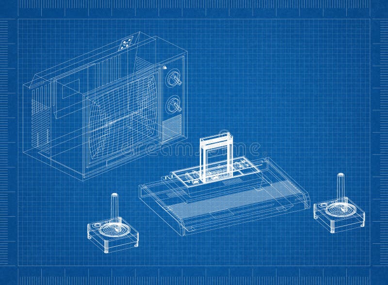 Arcade Game - Retro Blueprint Stock Illustration - Illustration of ...