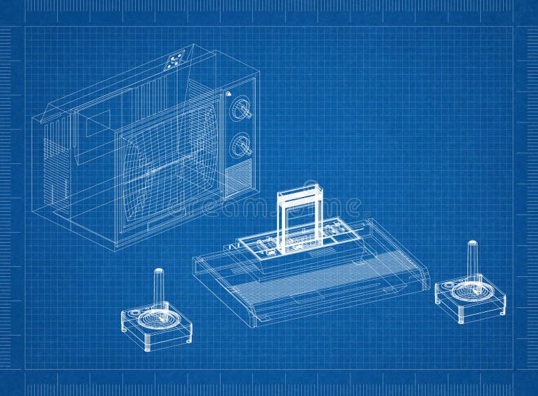 Retro Game Console Architect Blueprint Stock Illustration ...