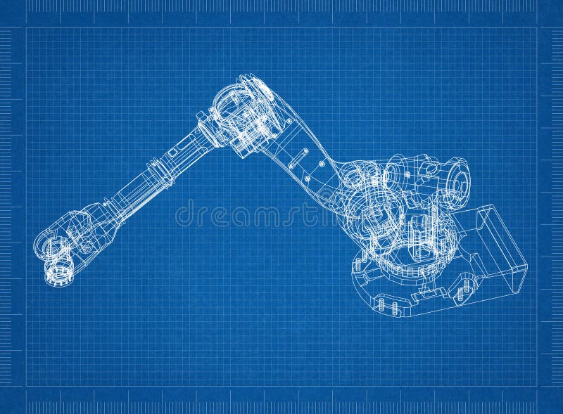 Robotic Hand Concept Architect Blueprint - Isolated Stock Illustration ...