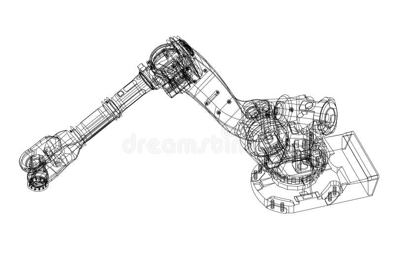 Robotic Arm Architect Blueprint - Isolated Stock Illustration ...