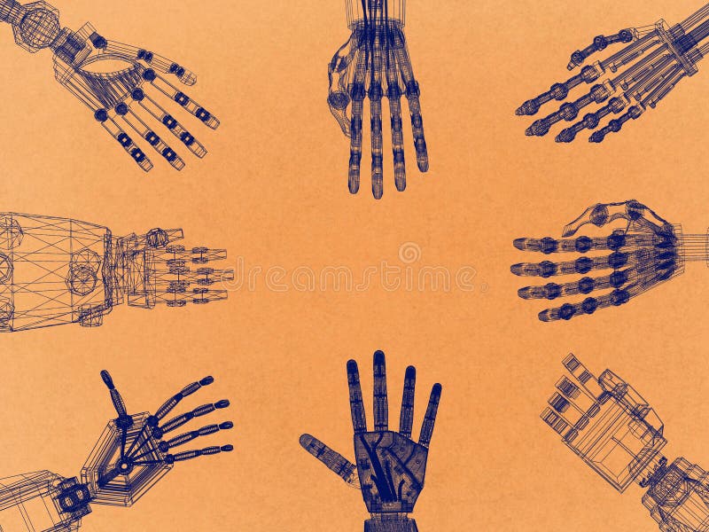 Industrial Robotic Arm Architect Blueprint - Isolated Stock ...