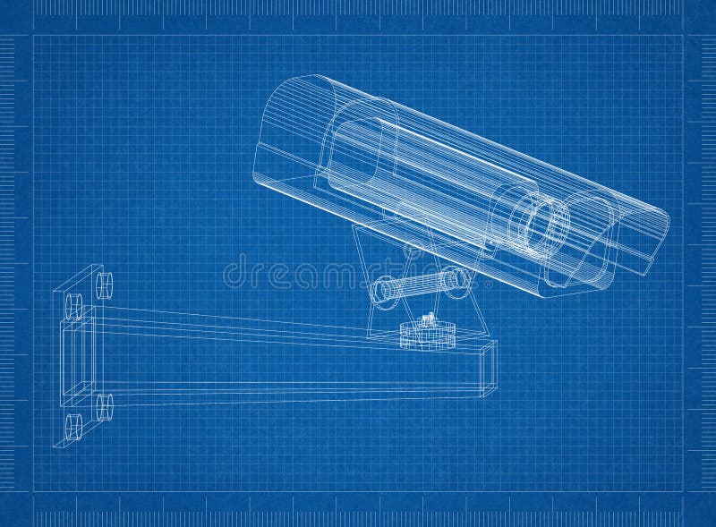 Security Camera Architect Blueprint Stock Photo - Image of ...