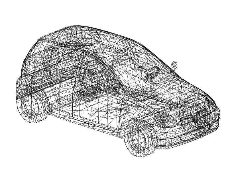 Small City Car 3D Blueprint Stock Illustration - Illustration of road ...