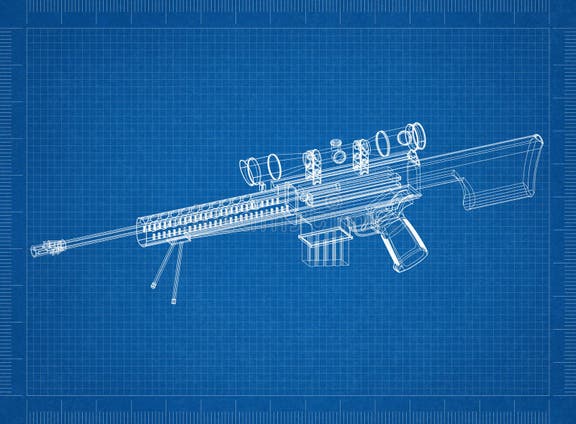 Sniper - Rifle Architect Blueprint Stock Photo - Image of measurement ...
