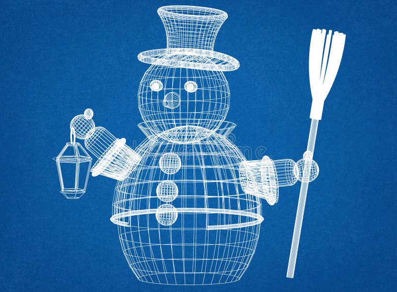 Snowman Blueprint Background Stock Image - Image of engineering, merry ...