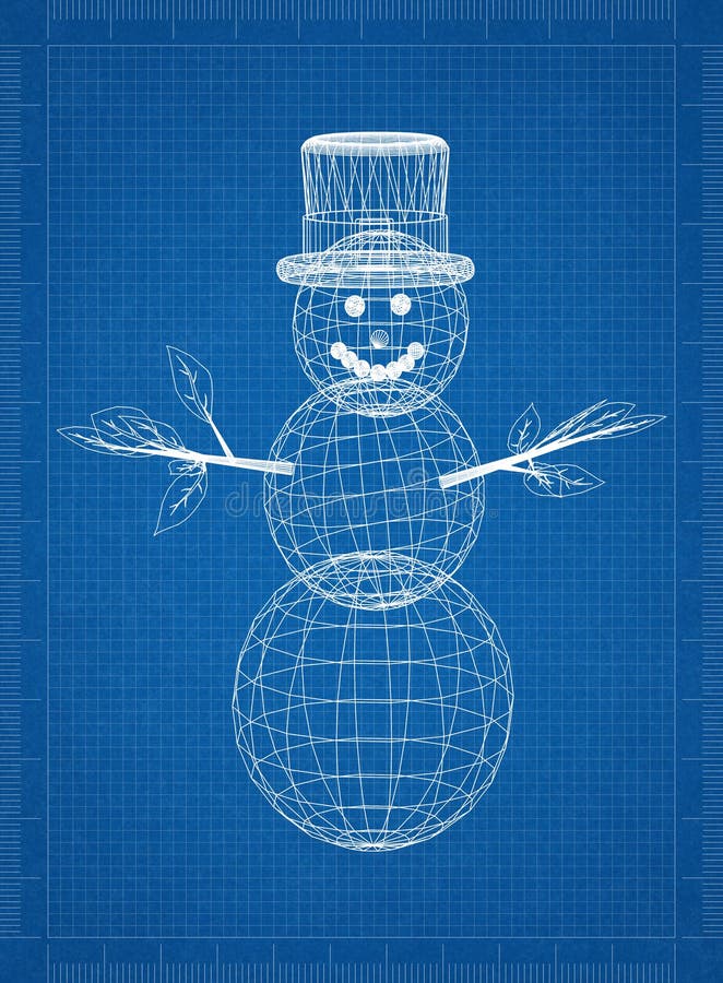 Snowman Blueprint Background Stock Illustration - Illustration of frost ...
