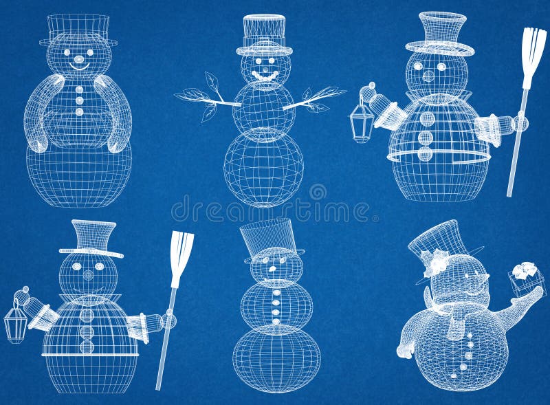 Snowman Blueprint stock illustration. Illustration of january - 47238091