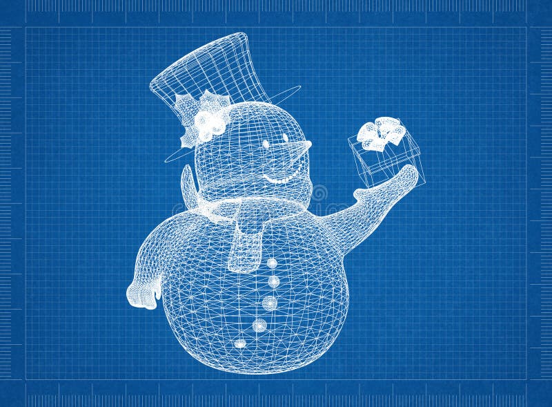 Snowman Blueprint Background Stock Image - Image of drawing, gift ...