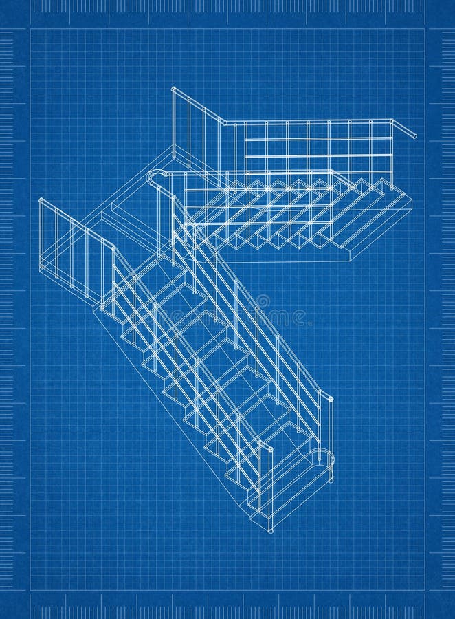 Stairs Architect blueprint stock illustration. Illustration of geometry ...