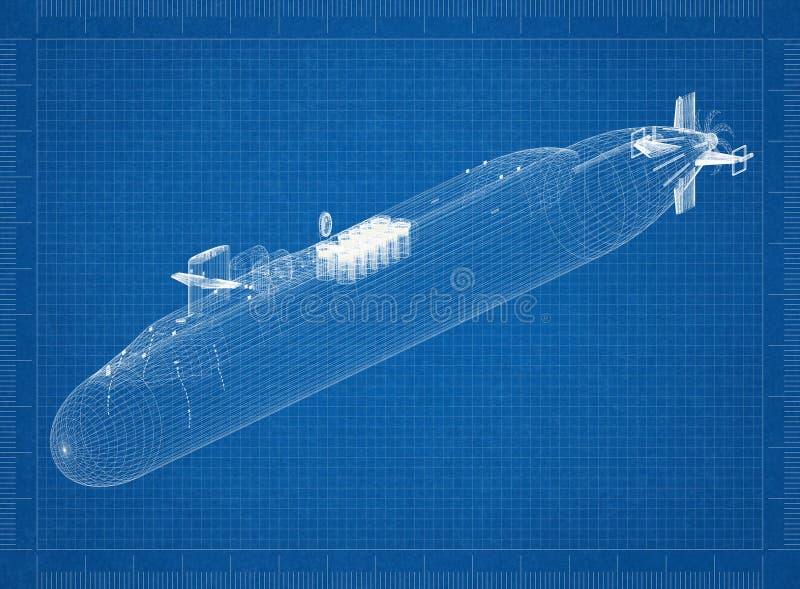 Submarine Architect Blueprint Stock Image - Image of outline ...