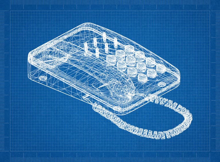 Telephone 3D blueprint stock image. Image of engineering - 113064117