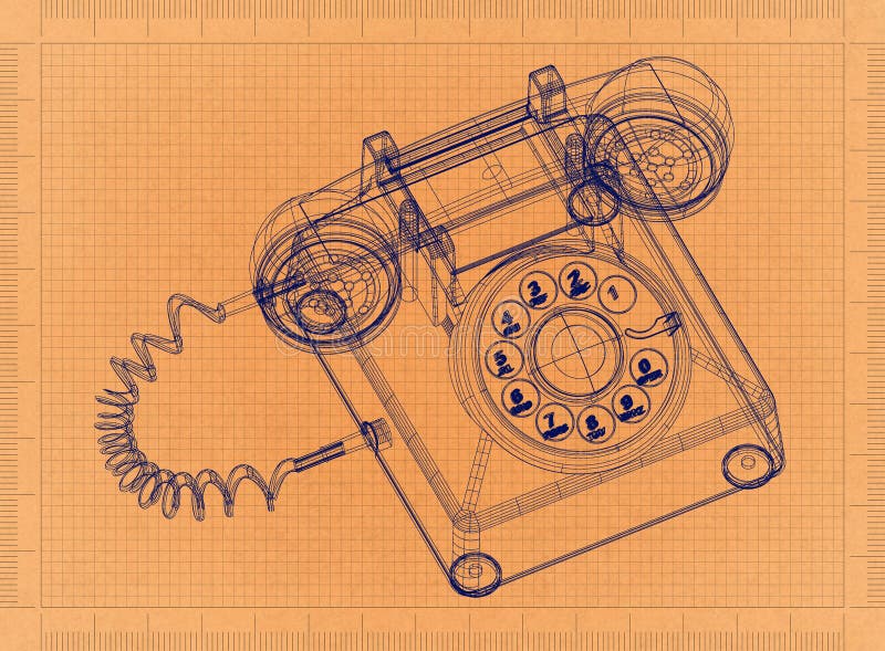 Classic Phone Architect Blueprint - Isolated Stock Illustration ...