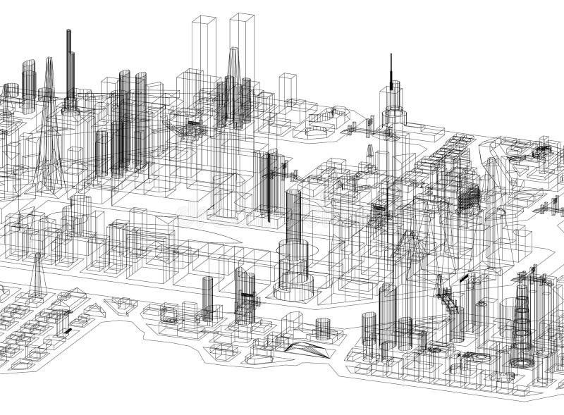 Town Concept Architect Blueprint Stock Illustration - Illustration of ...