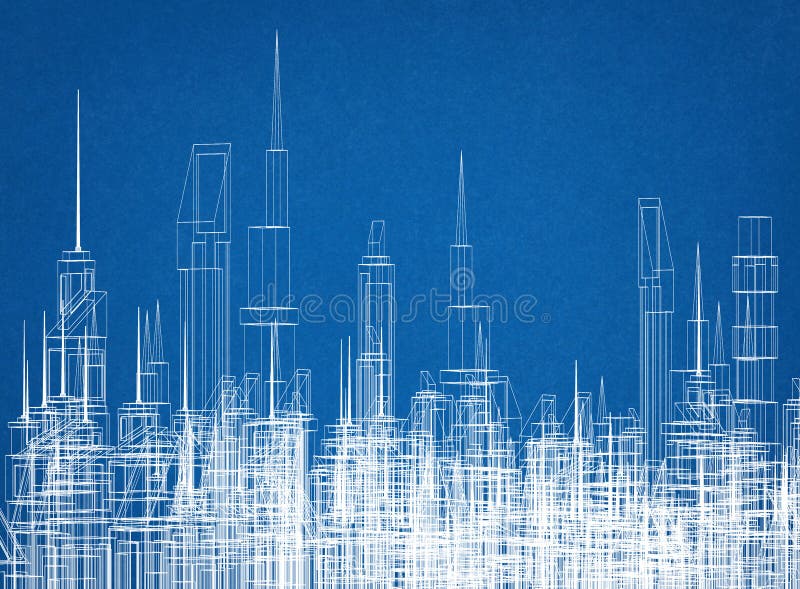 Town Concept Architect Blueprint - Isolated Stock Illustration ...