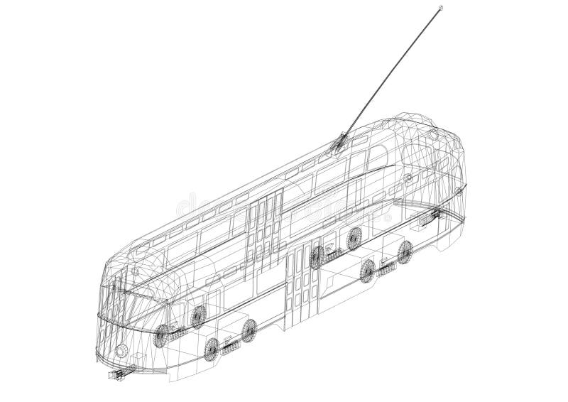 Tram Architect Blueprint - Isolated Stock Illustration - Illustration ...