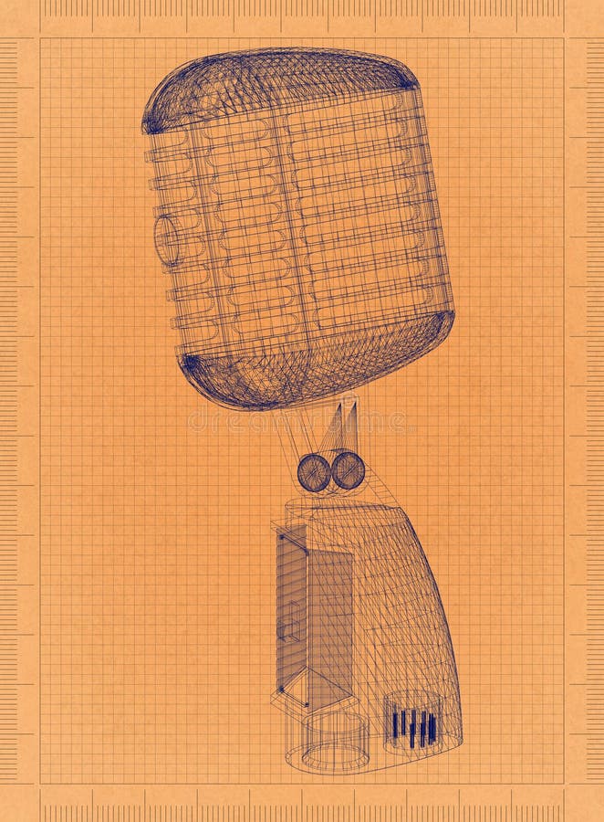 Vintage Microphone - Retro Blueprint Stock Illustration - Illustration ...