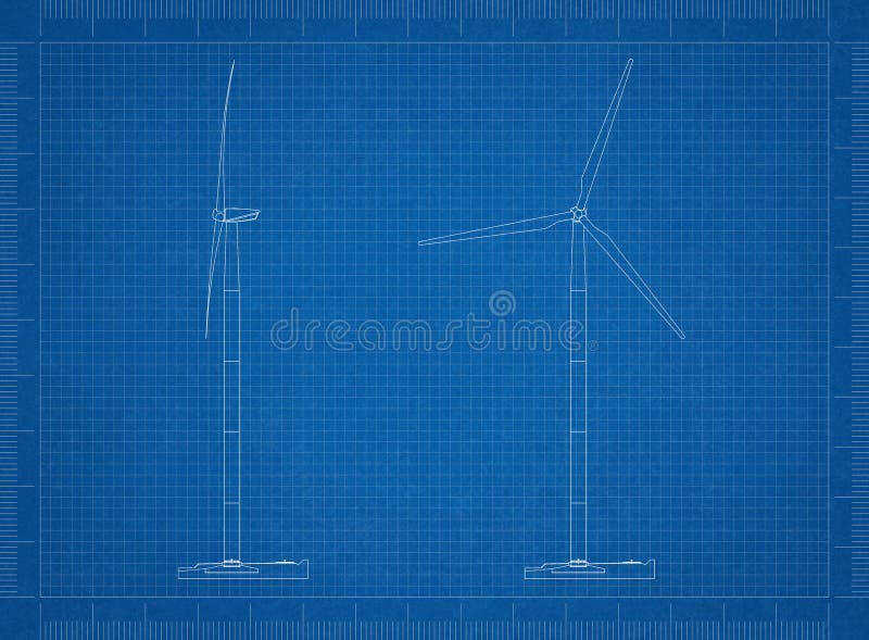 Wind Turbine Architect Blueprint Stock Photo - Image of architecture ...