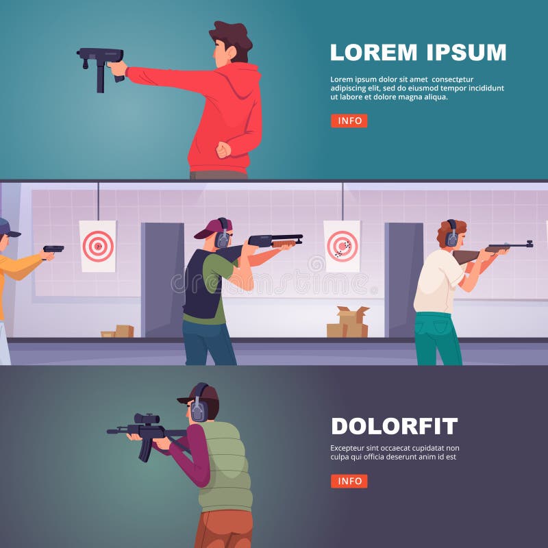 Shooters in Shooting Gallery. Aiming Characters Stock Vector ...