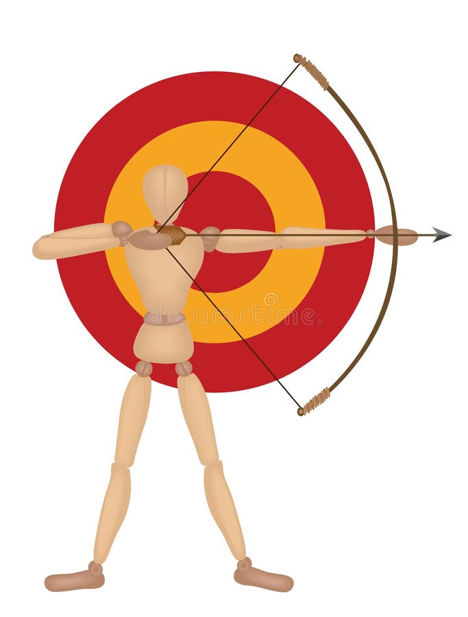 Shooting Archer with Bow on White Background Stock Vector ...
