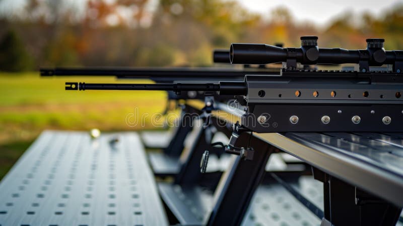 Shooting Benches Equipped with Rests and Holders for Long Rifles are ...
