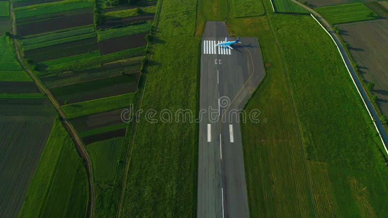 Shooting Runway with Quadcopter. Top View of Airfield. Airport without ...