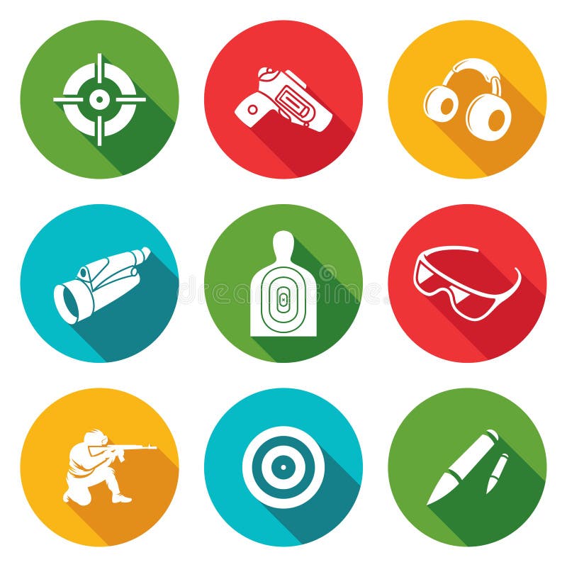 Vector Set of Shooting Range Icons. Soldier, Shoot, Weapon, Award ...