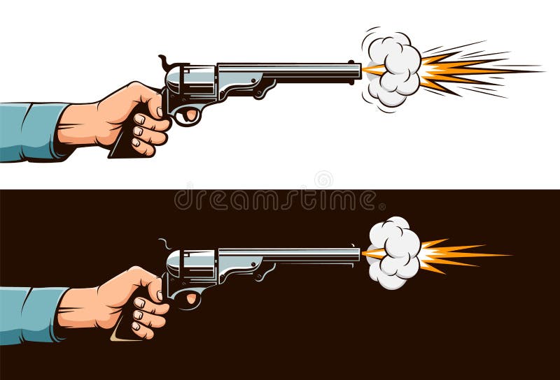 Shooting gun in hand stock vector. Illustration of shot - 267403541