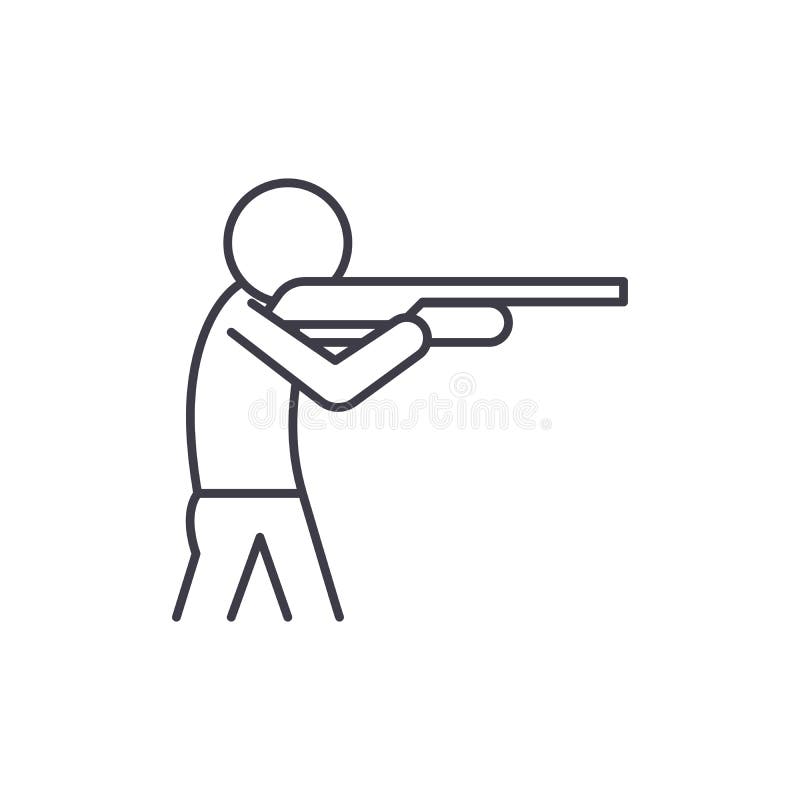 Shooting a Gun Line Icon Concept. Shooting a Gun Vector Linear ...